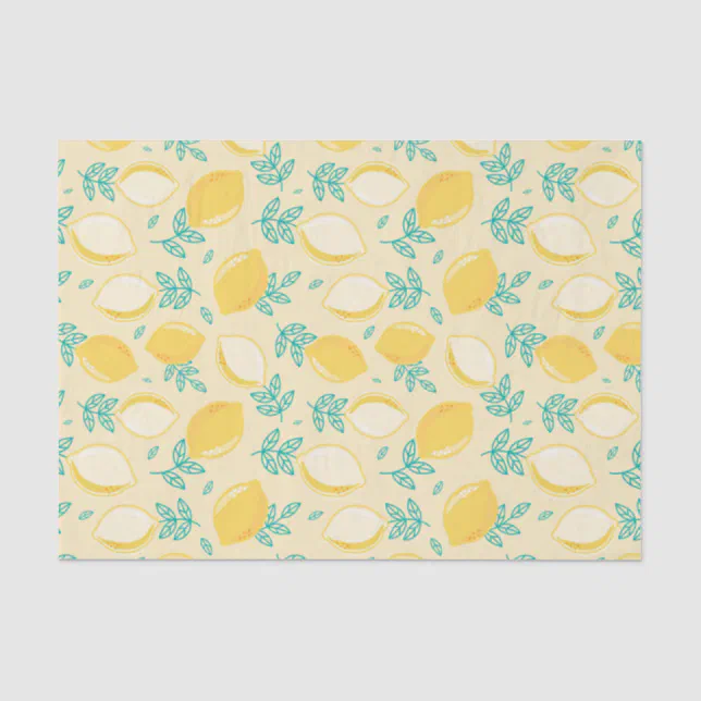 Lemon Floral Fruit Pattern Decoupage Tissue Paper | Zazzle