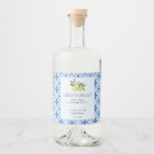 Lemon Floral Limoncello Wedding Blue Tile Italian Liquor Bottle Label ...