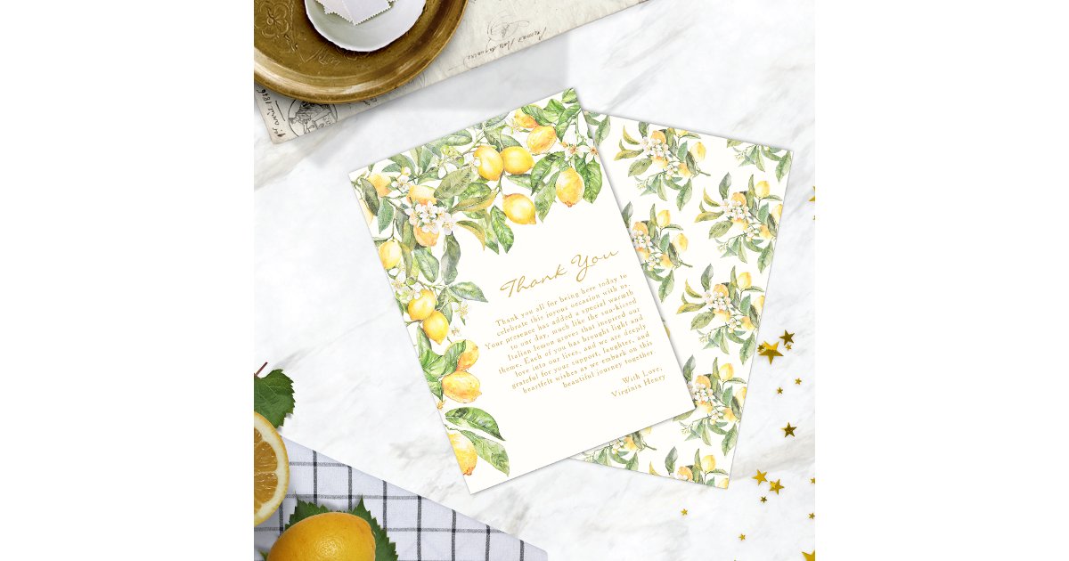 Lemon Floral Thank You Cards | Zazzle