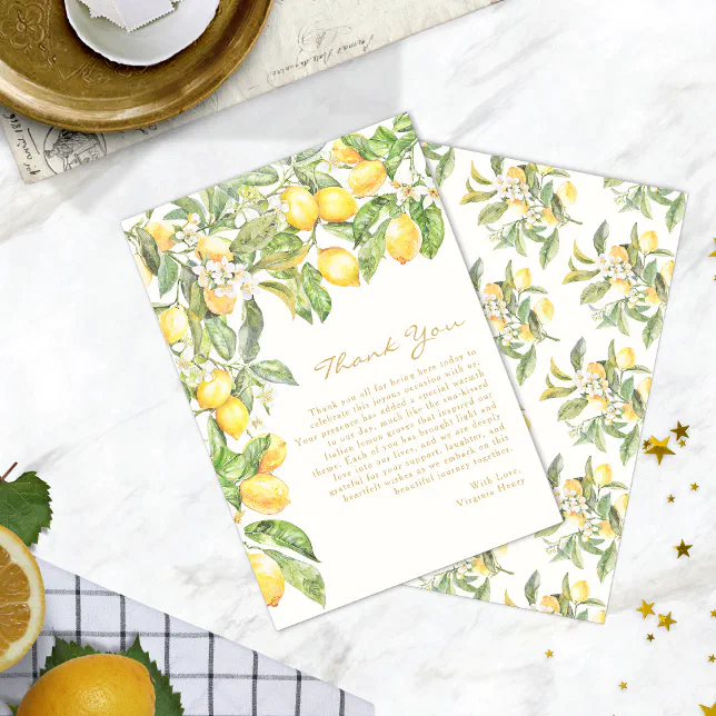 Lemon Floral Thank You Cards | Zazzle