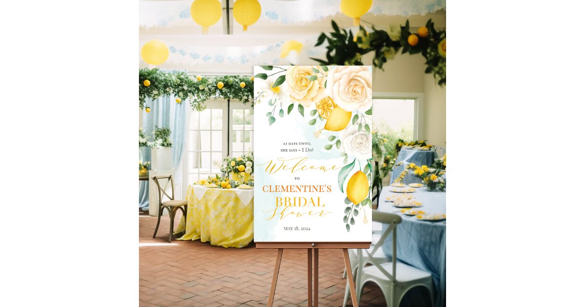 Lemon Floral Watercolor Poster Board Sign | Zazzle