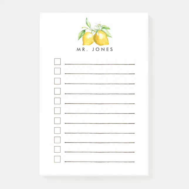 Lemon Fresh Personalized To Do Post-it Notes | Zazzle