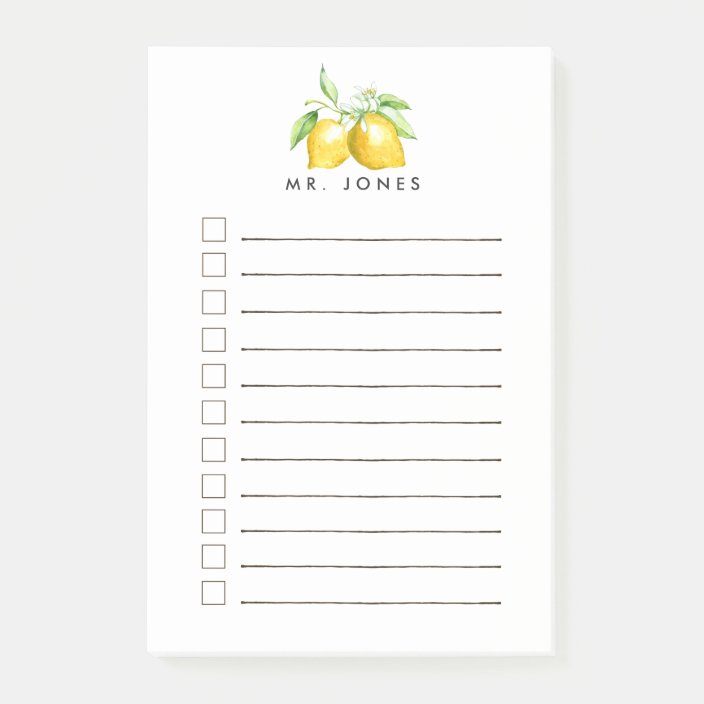 Lemon Fresh Personalized To Do Post-it Notes | Zazzle.com