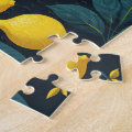 Lemon garden pattern. Yellow tropical citrus fruit Jigsaw Puzzle | Zazzle