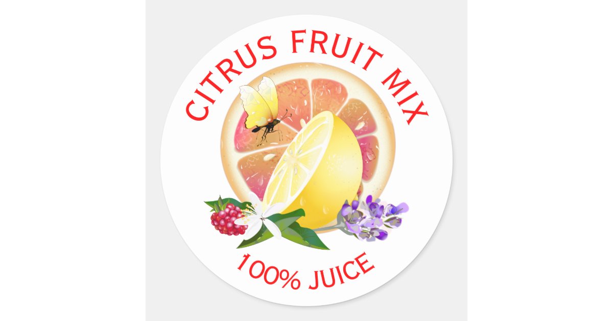 Lemon Grapefruit Citrus Fruit Canning Bottle Label | Zazzle