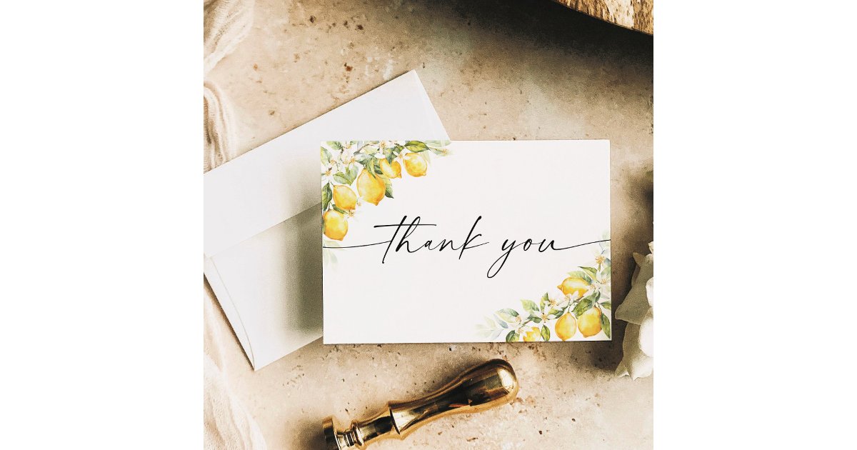 Lemon Green Citrus Wedding Thank You Card | Zazzle