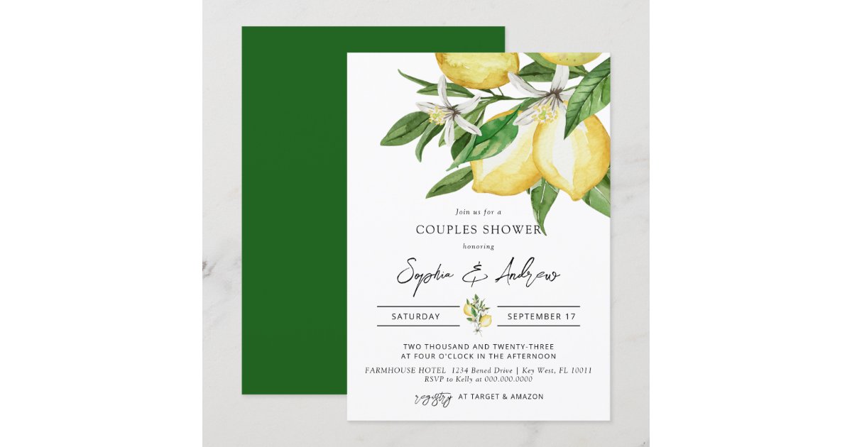Lemon Greenery Couples Shower Invitation | Zazzle