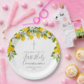 Lemon Greenery First Holy Communion Paper Plates | Zazzle
