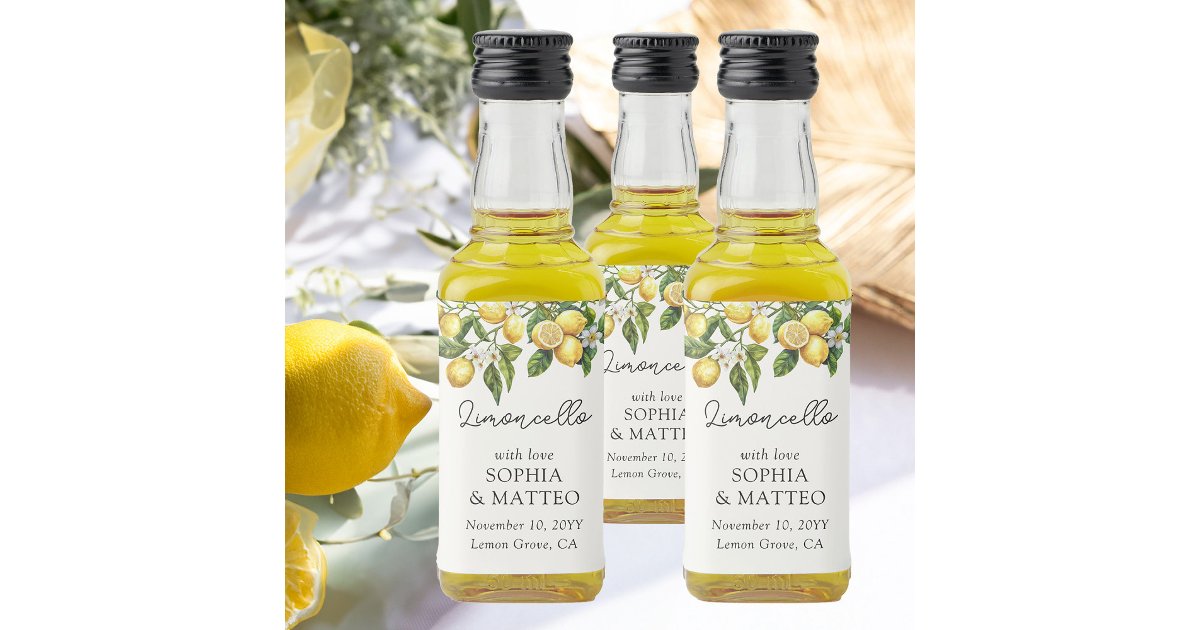 Lemon Grove Italian Wedding Limoncello Favor Liquor Bottle Label | Zazzle