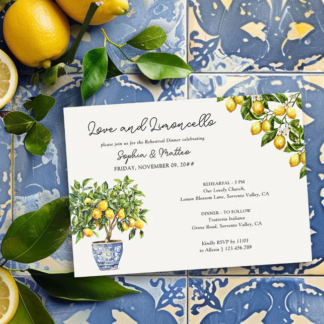 Lemon Grove Love and Limoncello Rehearsal Dinner Invitation | Zazzle
