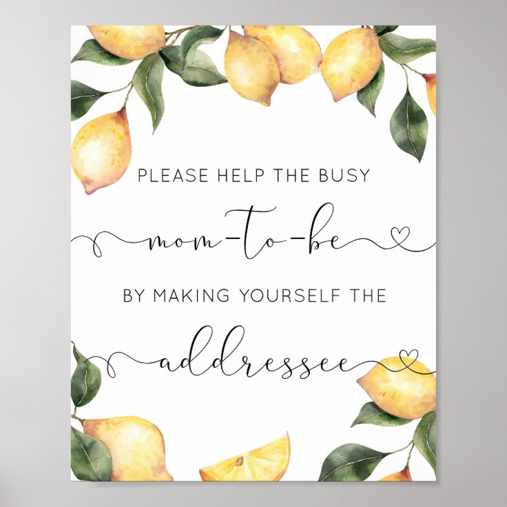 Lemon help the busy Mom Address an envelope Poster | Zazzle