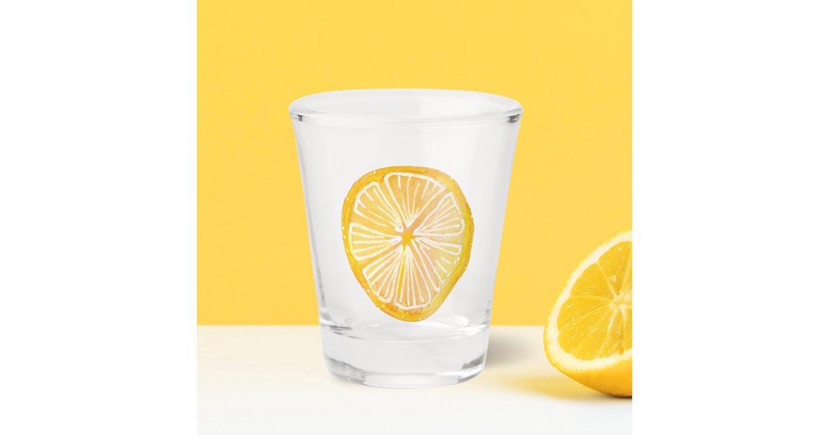 Lemon Illustrated Shot Glass | Zazzle