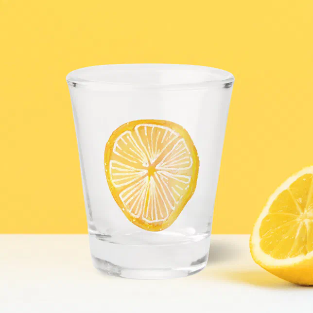 Lemon Illustrated Shot Glass | Zazzle