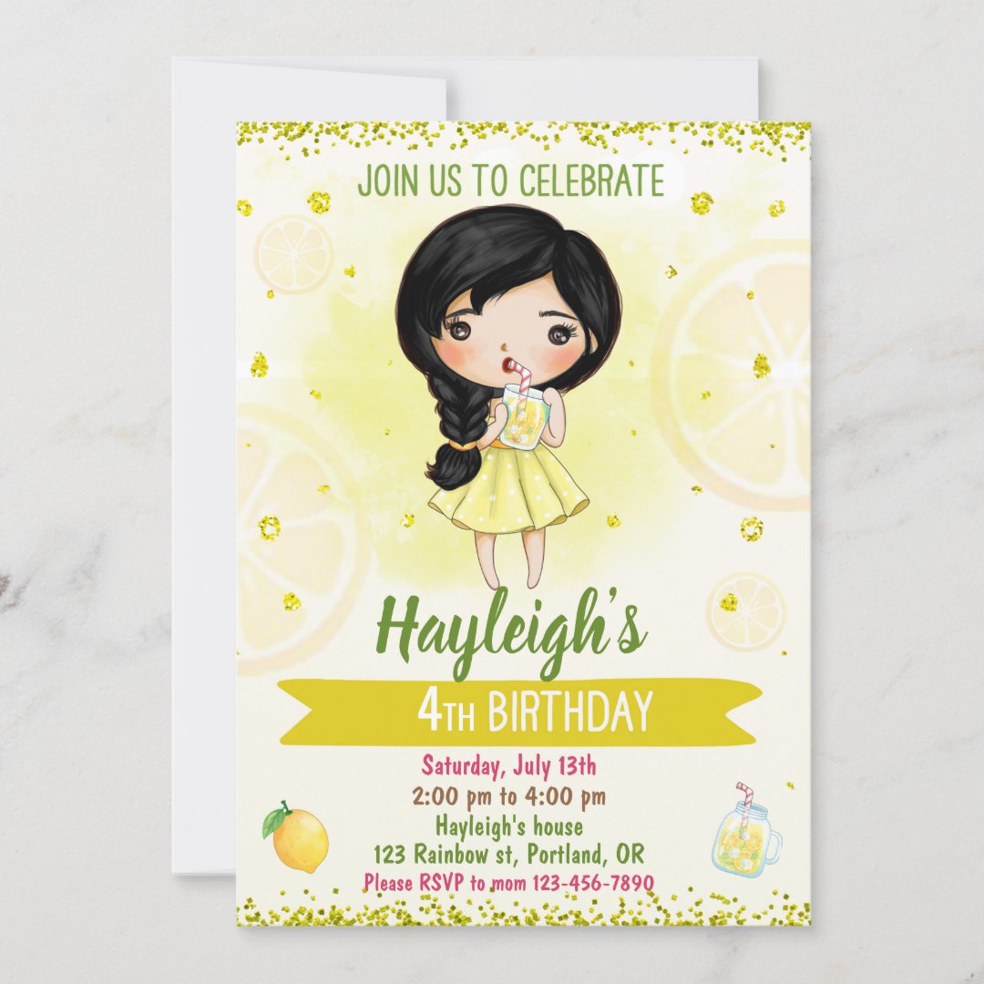 Lemon invitation Summer birthday invitation girl | Zazzle