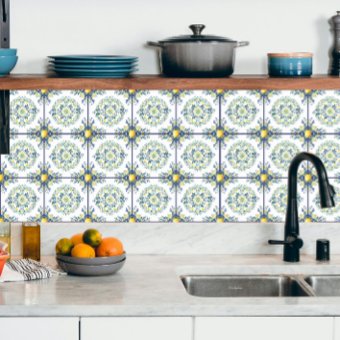 Lemon Italian Floral Tile Blue and White Decoupage Tissue Paper | Zazzle