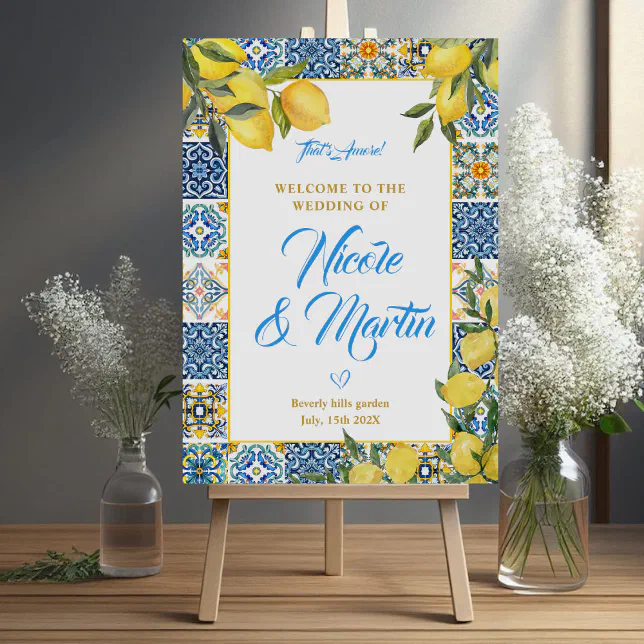 Lemon Italian Thats Amore Wedding Welcome Sign | Zazzle