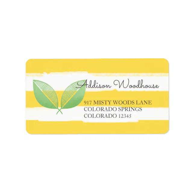 Lemon Leaves Yellow & Green | Personalized Label | Zazzle