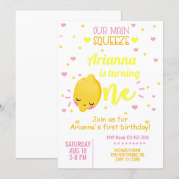 Lemon, lemons girl 1st first birthday invite. invitation | Zazzle