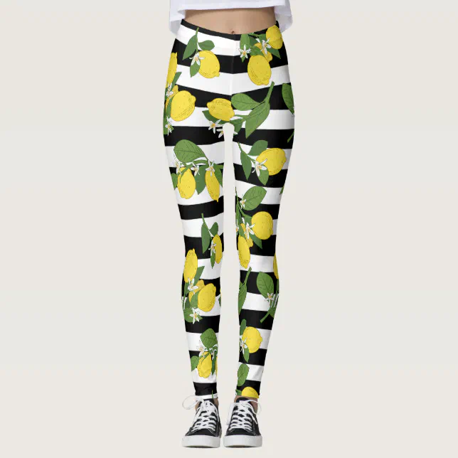 Lemon Lemons Yellow Leggings Yoga Pants | Zazzle