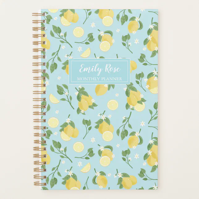 Lemon Light Blue Spiral Planner | Zazzle