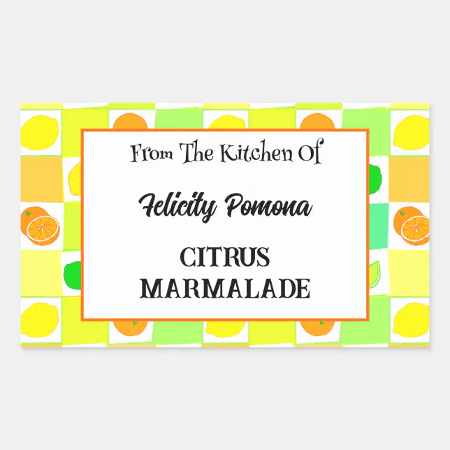 Lemon, Lime and Oranges Citrus Fruit Editable Rectangular Sticker | Zazzle