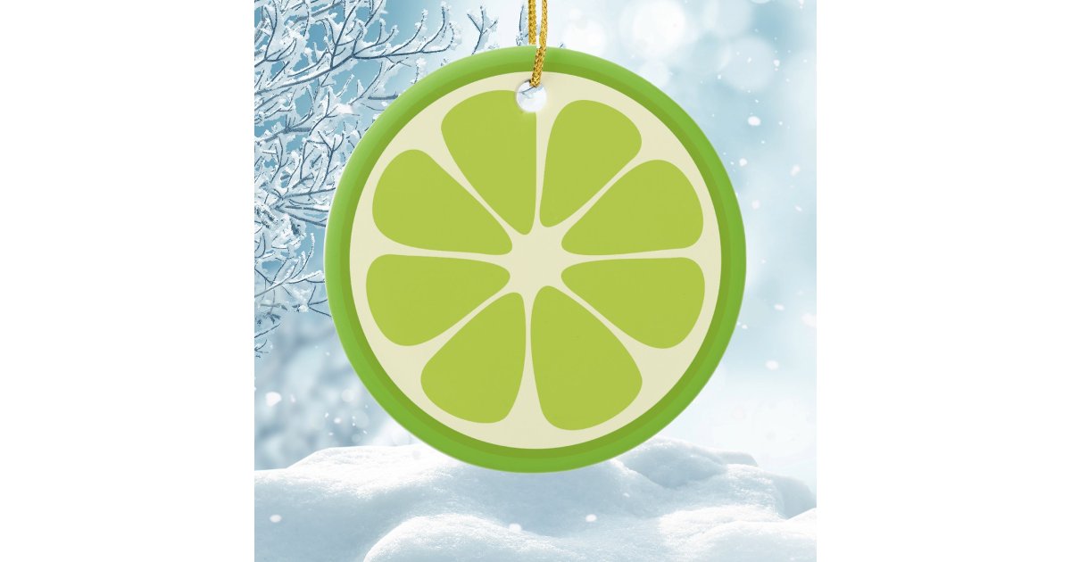 Lemon Lime Green Juicy Summer Citrus Fruit Slice Ceramic Ornament | Zazzle
