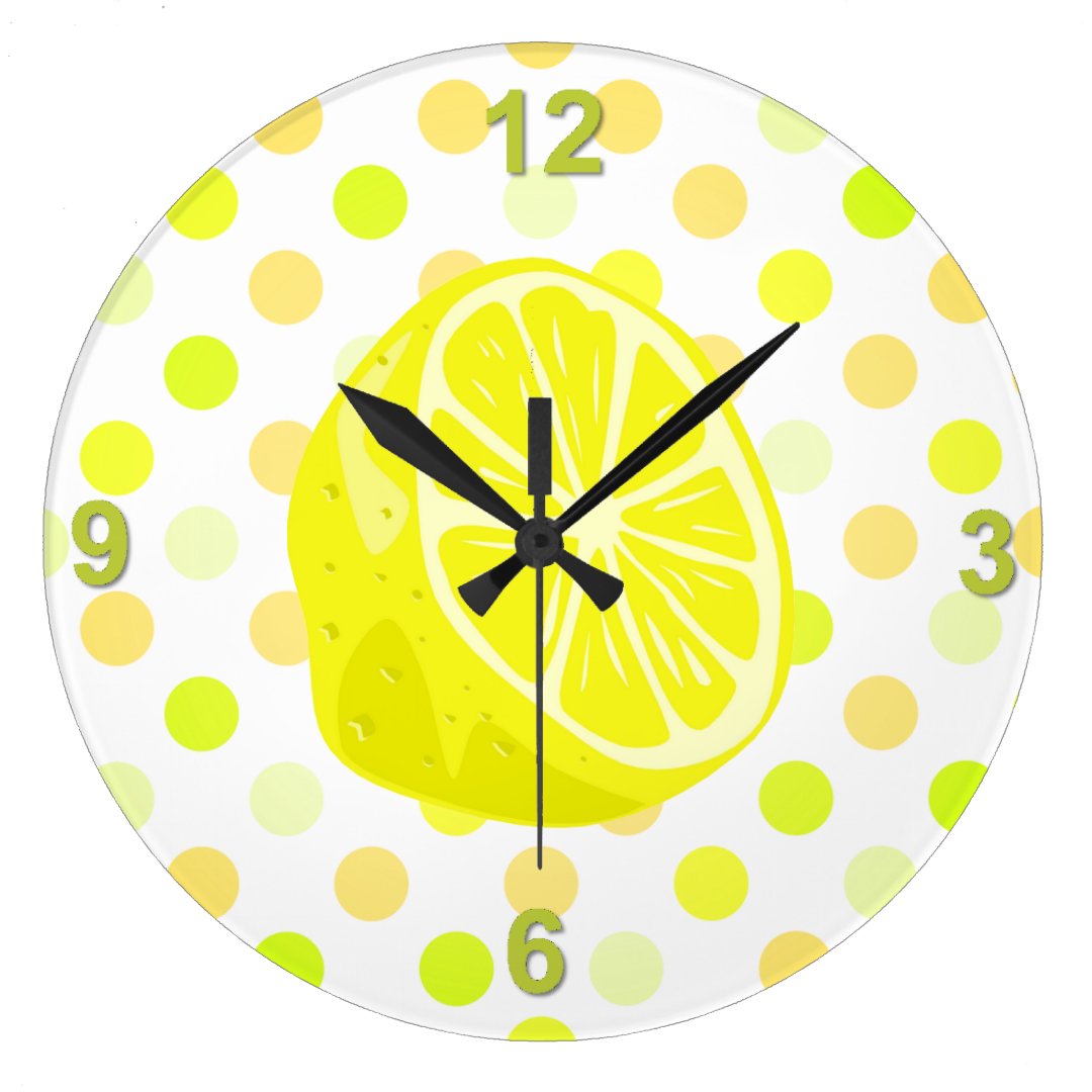 Lemon Lime Polka Dot Kitchen Wall Clock | Zazzle