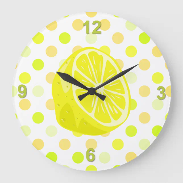Lemon Lime Polka Dot Kitchen Wall Clock | Zazzle