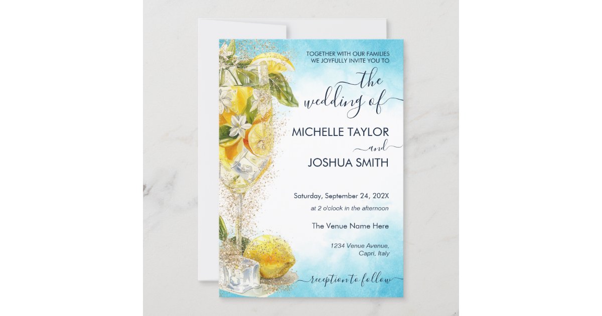 Lemon Limoncello Photo Italy Destination Wedding Invitation | Zazzle