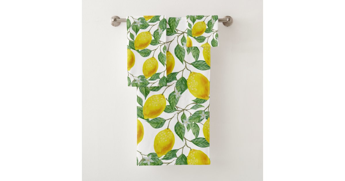 Lemon Lush White Bath Towel Set | Zazzle