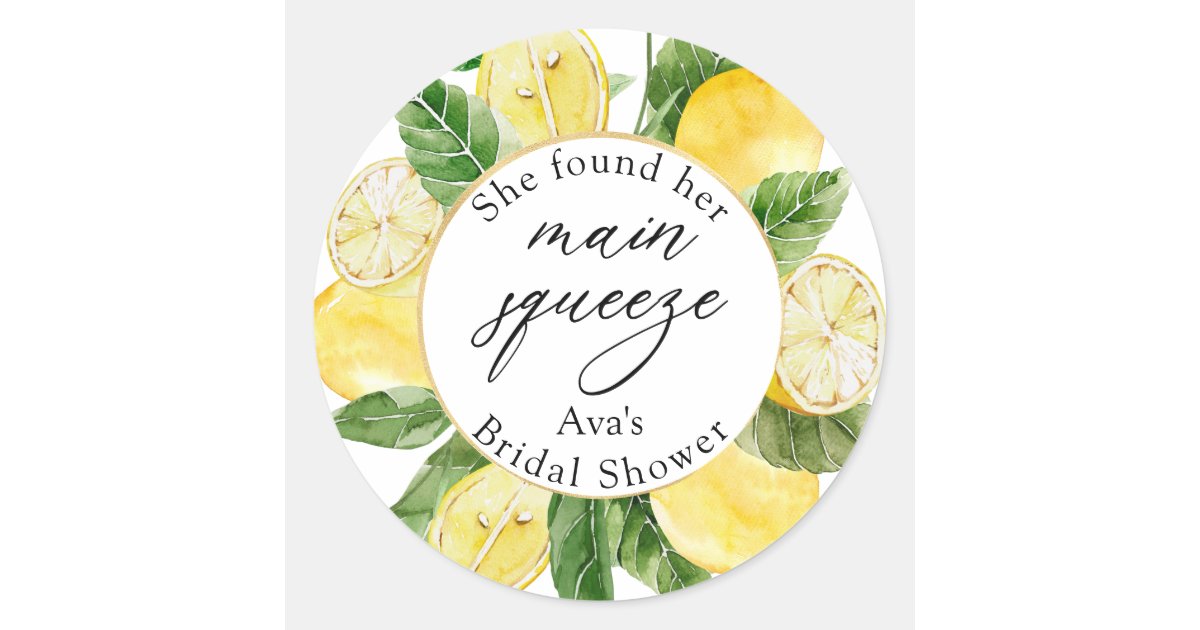 Lemon Main Squeeze Bridal Shower Classic Round Sticker | Zazzle