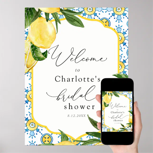 Lemon Main Squeeze Bridal Shower Welcome Poster | Zazzle