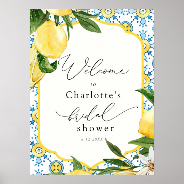 Lemon Main Squeeze Bridal Shower Welcome Poster | Zazzle