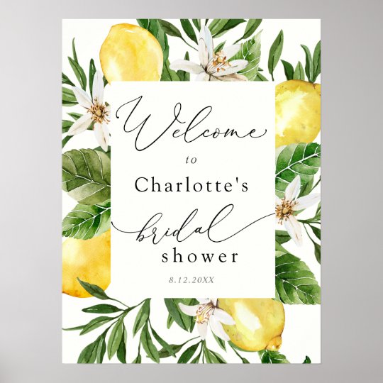 Lemon Main Squeeze Bridal Shower Welcome Poster | Zazzle.com