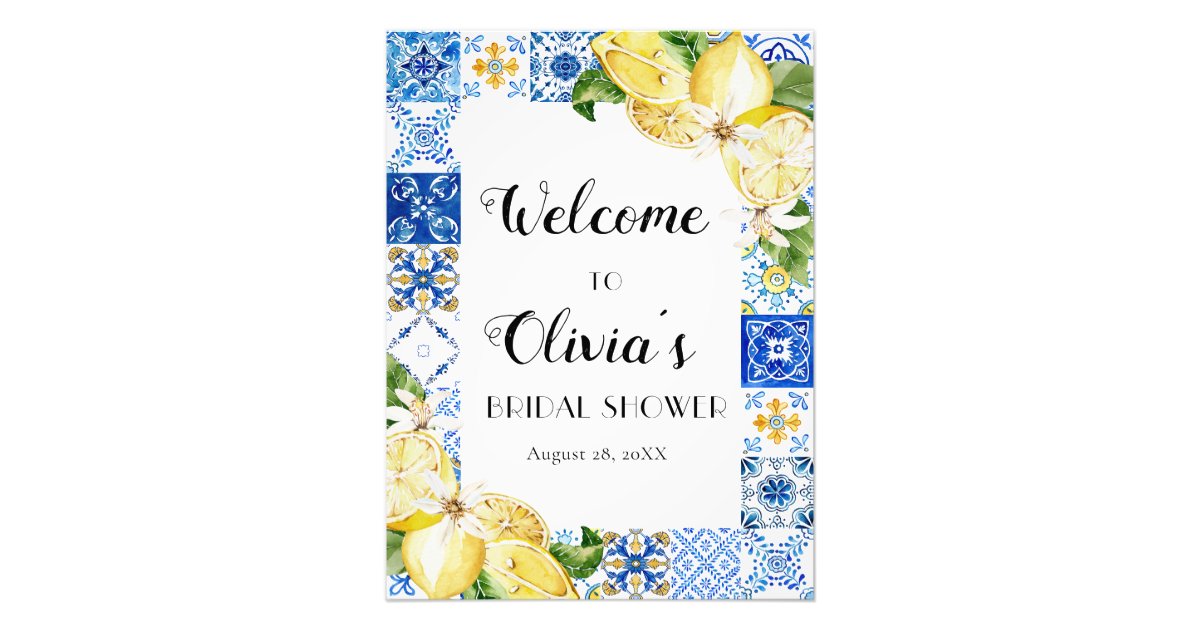 Lemon Main Squeeze Bridal Shower Welcome Poster | Zazzle