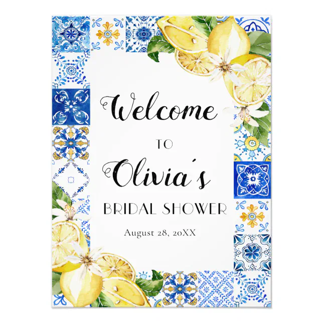 Lemon Main Squeeze Bridal Shower Welcome Poster | Zazzle