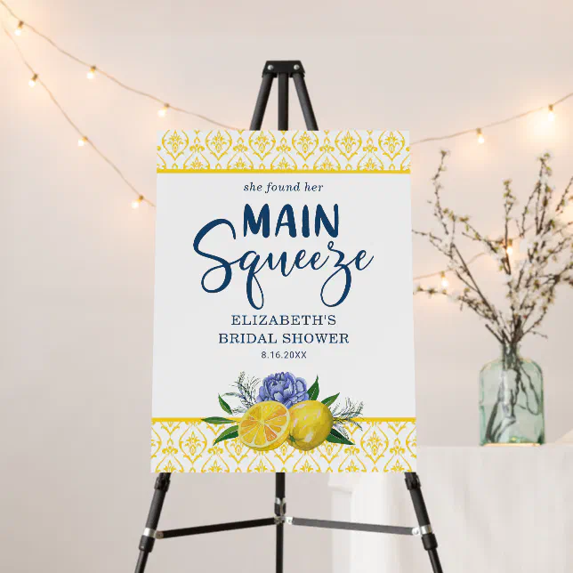 Lemon Main Squeeze Bridal Shower Welcome Sign | Zazzle