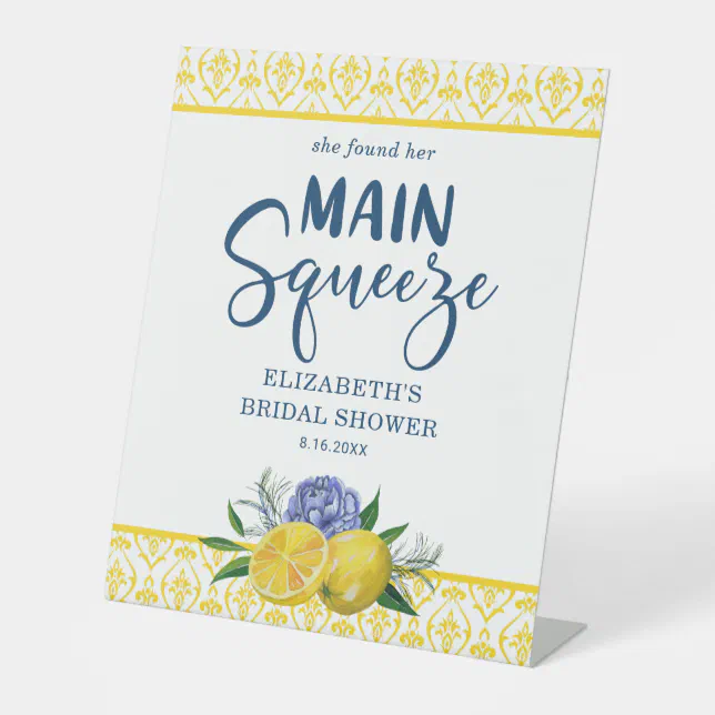 Lemon Main Squeeze Bridal Shower Welcome Sign | Zazzle