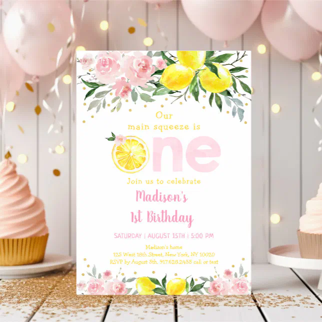 Lemon Main Squeeze First Birthday Invitation | Zazzle