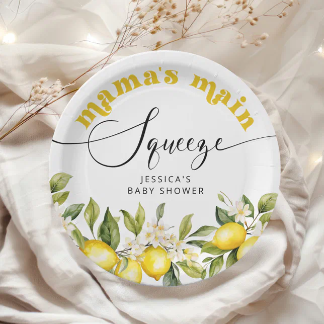 Lemon mamas main squeeze baby shower paper plates | Zazzle