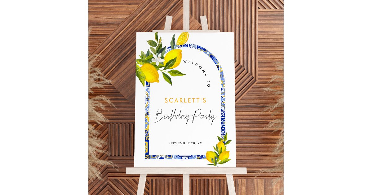 Lemon Mediterranean Birthday Party Welcome Sign | Zazzle