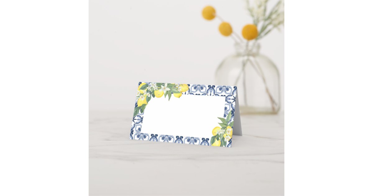 Lemon Mediterranean Blank Food Label or Place Card | Zazzle