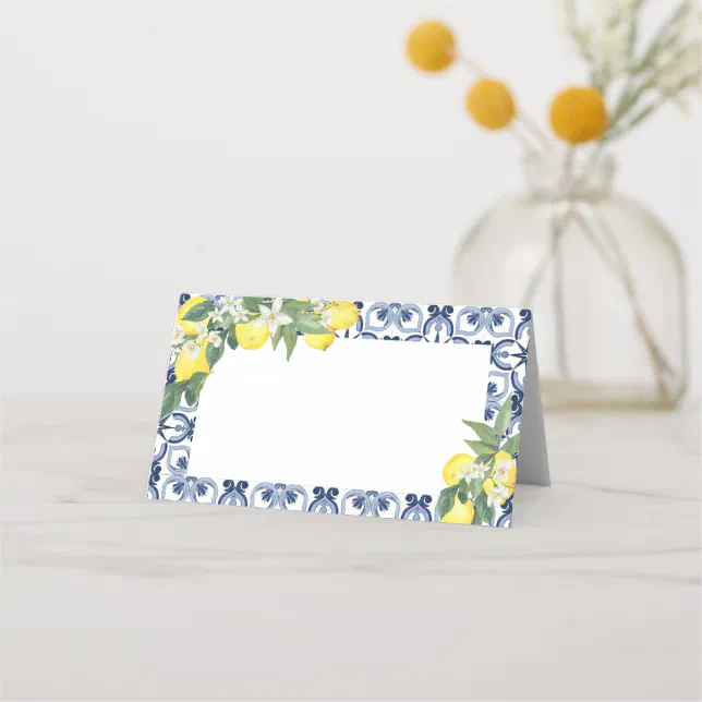 Lemon Mediterranean Blank Food Label or Place Card | Zazzle