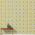 Lemon Mediterranean Tile Blue Yellow Watercolor Wallpaper | Zazzle