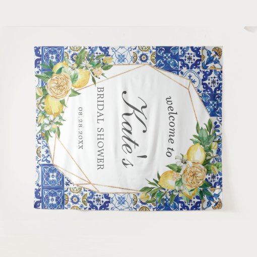 Lemon Mosaic Tiles Bridal Shower Welcome Backdrop | Zazzle