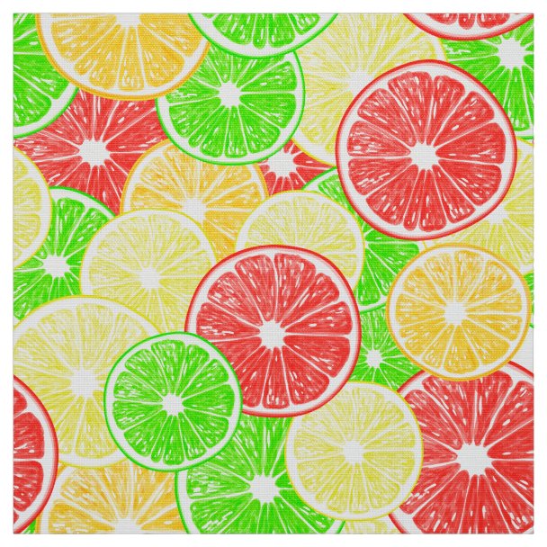 Lime Fruit Slices Pattern Fabric | Zazzle.com
