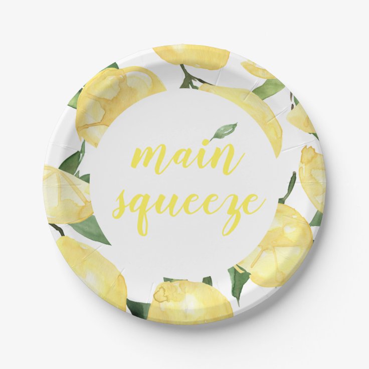 Lemon Paper Plates Main Squeeze Bridal Shower | Zazzle