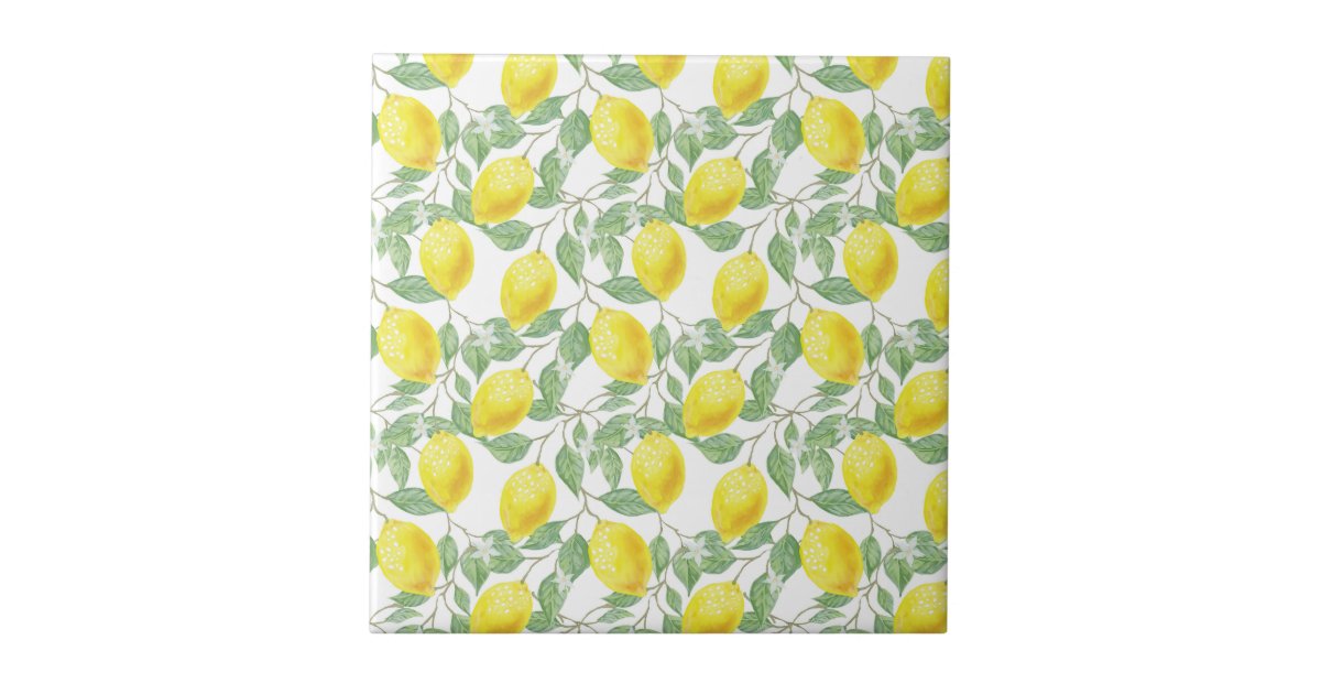 Lemon Pattern Ceramic Tile | Zazzle