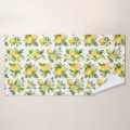 Lemon Pattern, Lemon Flowers, Leaves, Citrus Bath Towel Set | Zazzle