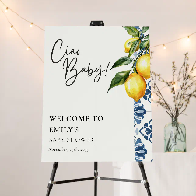 Lemon Positano Italian Baby Shower Welcome Sign | Zazzle